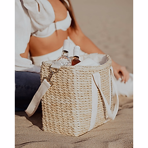 Daytani Insulated Beach Cooler Bag, Leak Proof, Premium Quality Corn Husk, Beach Bag, Pool Bag, Tote Bag, Straw Beach Bag, Rattan, Gifts for Women, Picnic Basket, Wedding Gifts, Lunch Bag