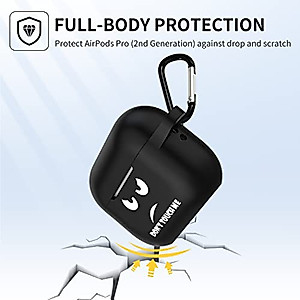 Airpods Pro 2nd/1st Generation Case Cover 2022/2019,CACOE Silicone Case for AirPods Pro 2nd/1st,Protective Skin AirPod Pro 2nd/1st Cases Shockproof Air Pod Cute Funny Accessories with Keychain(Black)