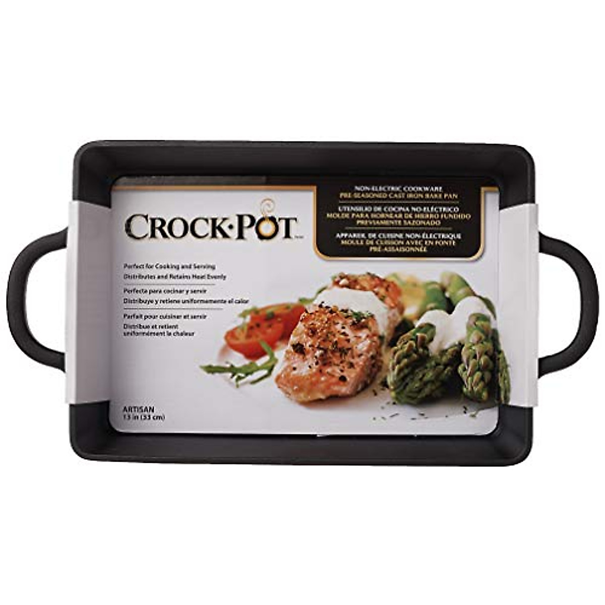 Crock Pot Artisan 13 Inch Preseasoned Cast Iron Rectangular Lasagna Pan