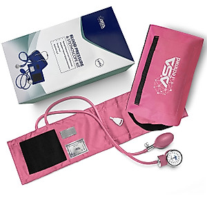 ASA TECHMED Dual Head Sprague Stethoscope and Sphygmomanometer Manual Blood Pressure Cuff Set with Case, Gift for Medical Students, Doctors, Nurses, EMT and Paramedics, Pink