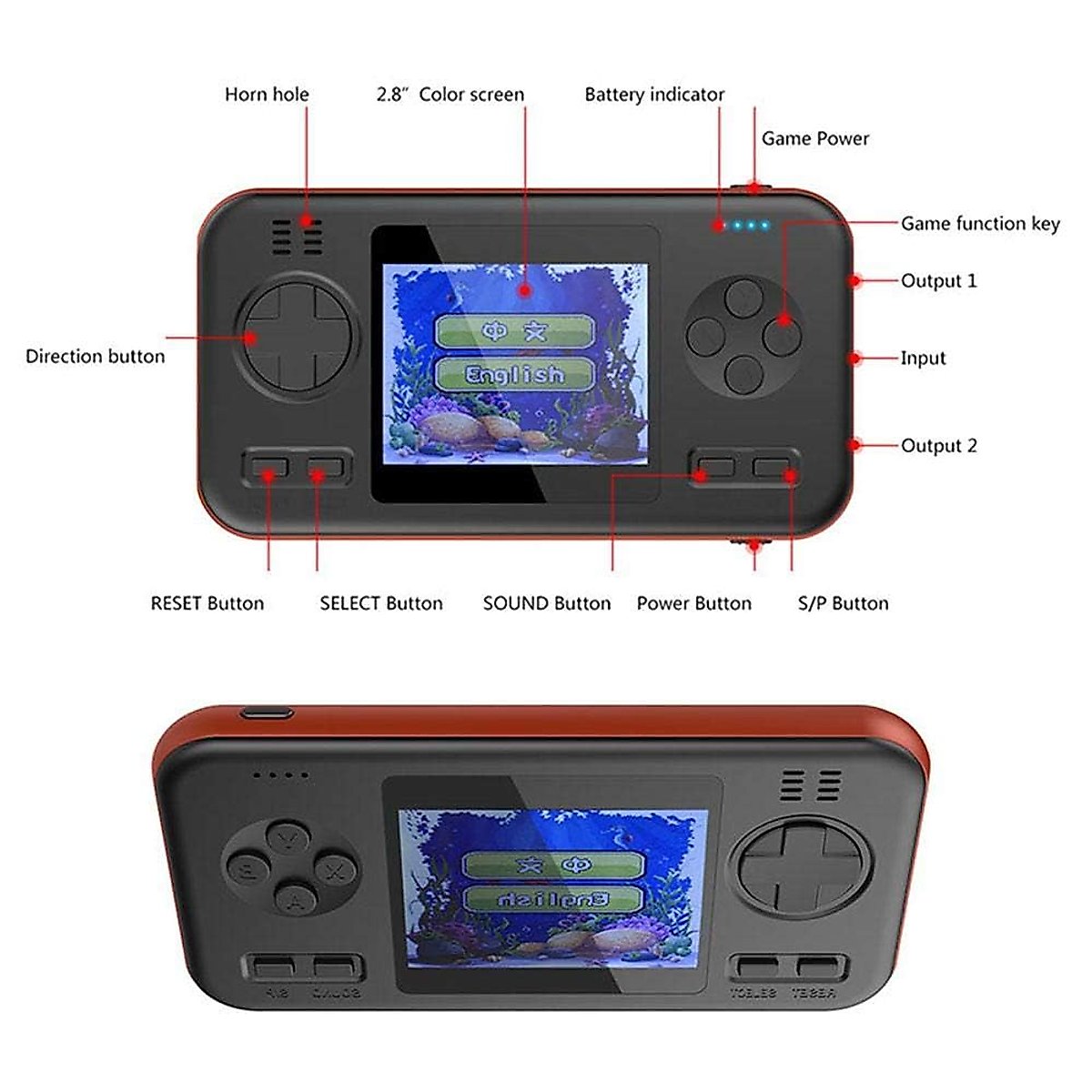 Peedeu Retro Game Console Power Bank,2.8 Inch Handheld Game Console,Mini Video FC PVP Game Player Gameboy 416 Games Travel Portable Gaming System Built-in 8000mah Battery USB C Fast Charging Type C
