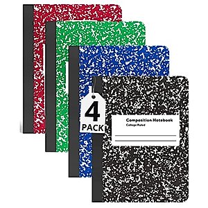 1InTheOffice Composition Notebooks College Ruled, Composition Book, College Ruled Composition Notebook, Assorted Colors 9.75 x 7.5, 4 Pack