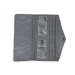 Big Skinny Women's Leather Slimvelope Tri-Fold Checkbook Slim Wallet, Holds Up to 40 Cards, Lightweight,slim, Graphite Cobble