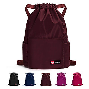 ZOORON Waterproof Drawstring Gym Backpack Bag for Men & Women, Sport Gym Sack Mini Travel Daypack