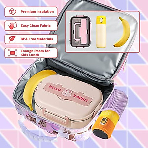 Lunch Box Kids Lunch Box for Boys and Girls Kids Cute Bear Lunch Bag With Water Bottle Holder Girls Lunch Box Insulated Lunch Bag Bento Lunch Box For Kids