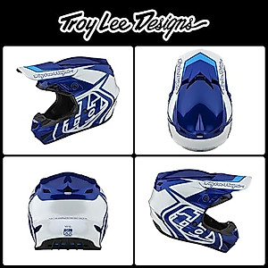 Troy Lee Designs GP Helmet for Motocross MX, Light Weight 16 Vents, Overload Blue/White, 2X, SKU 103252036