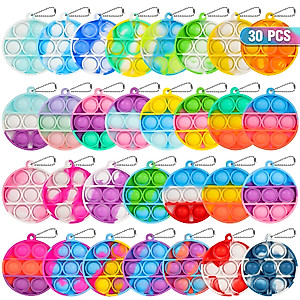 Pop Fidget Toys Bulk Its Party Favors for Kids 4-8 8-12 30 PCS Mini Pop Keychain It Sensory Fidget Toy Pack Fidgets for Classroom Prizes Birthday Goodie Bag Stuffers for Kids End of Year Student Gifts