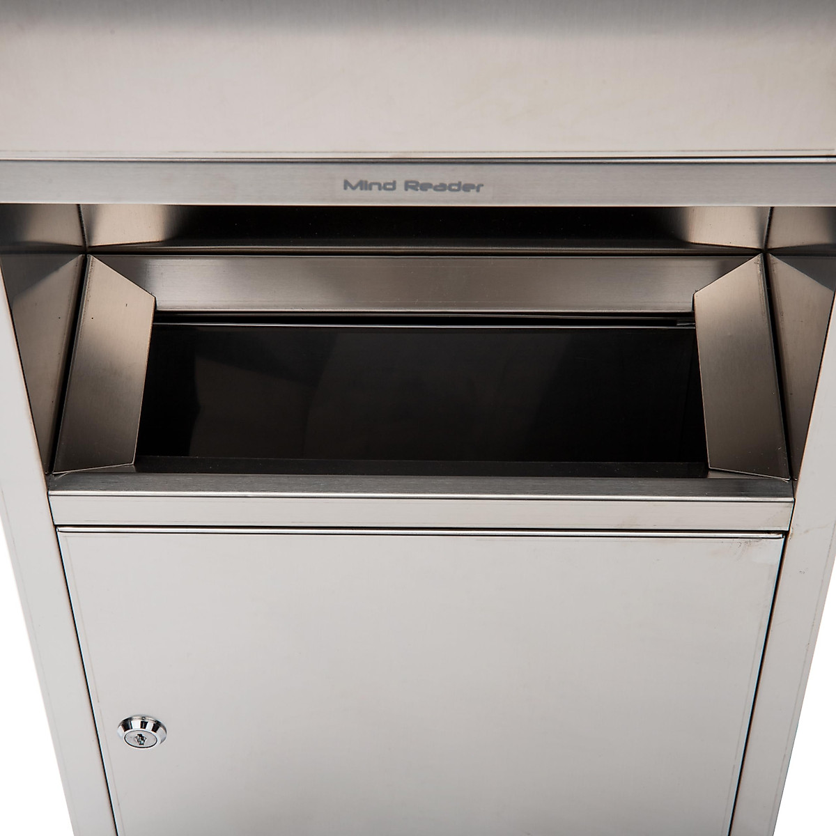 Mind Reader Paper Towel Dispenser and Trash Can, Wall-Mounted, Bathroom, Stainless Steel, 13.5" L x 29.5" H x 5.75" D, Silver