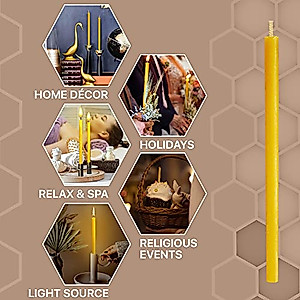Natural Beeswax Candles - 7” 15 pcs Best Beeswax Candle - Pure Deep Yellow Bee Wax with Great Honey Scent and Cotton Wicks - Eco Friendly 100% Beeswax Candles for Decoration Home Birthday Cake 1104408