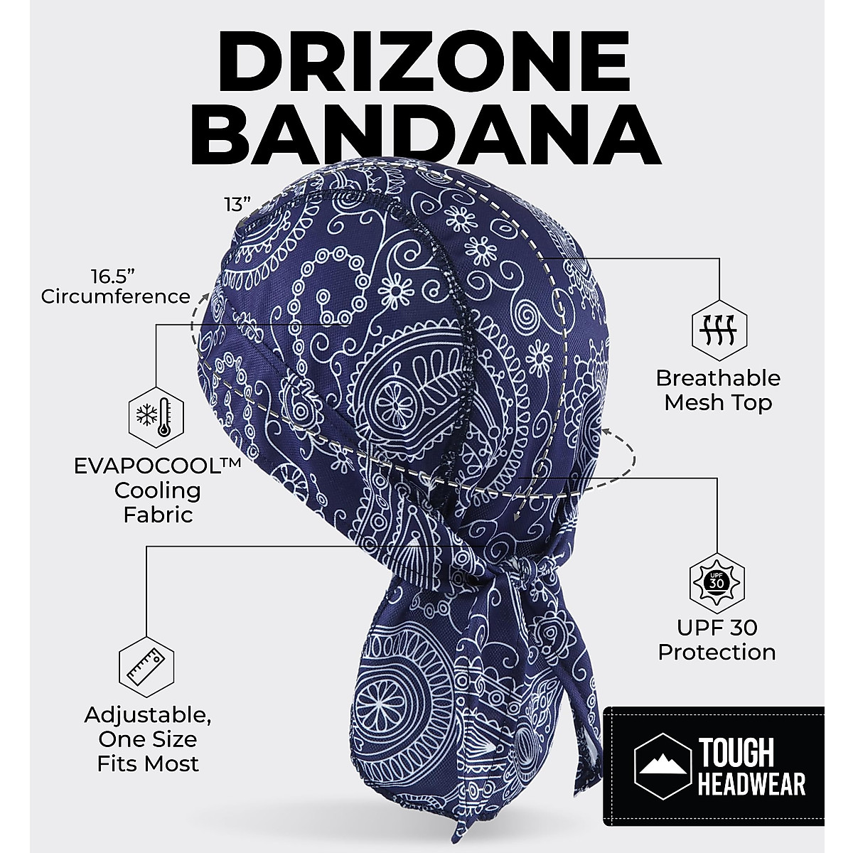 Cooling Helmet Liners - Do Rag Skull Caps for Men - Cooling Head Wraps, Hard Hat Liner - Motorcycle Pirate Bandana