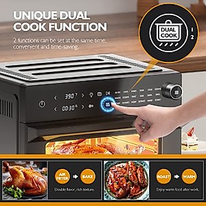 APEXCHASER Air Fryer Toaster Oven Combo, 32QT/30L Large Countertop Convection Toaster Oven, 18-in-1 Functions, Fits 13" Pizza, 9-Slice Toast and 13 Lbs Chicken, Basket, Tray(4 Accessories) Included
