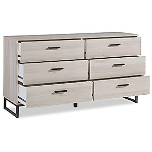 Signature Design by Ashley Socalle Modern Industrial 6 Drawer 54" Dresser, Natural Beige