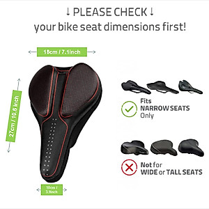 Gel Bike Seat Cover Soft Bicycle Saddle Pad Breathable Cushion Cover Gel Seat for Mountain Road Bike Exercise Bike Outdoor Cycling Yellow (Color-red)