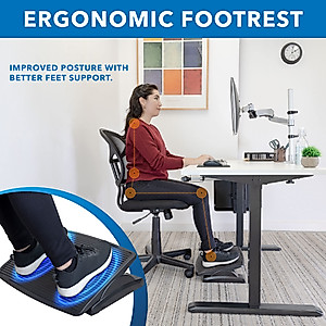Mount-It! Ergonomic Footrest for Office or Home | Under Desk Tilting Footrest | Adjustable Desk Foot Rest with Massaging Surface and 3 Tilt Positions