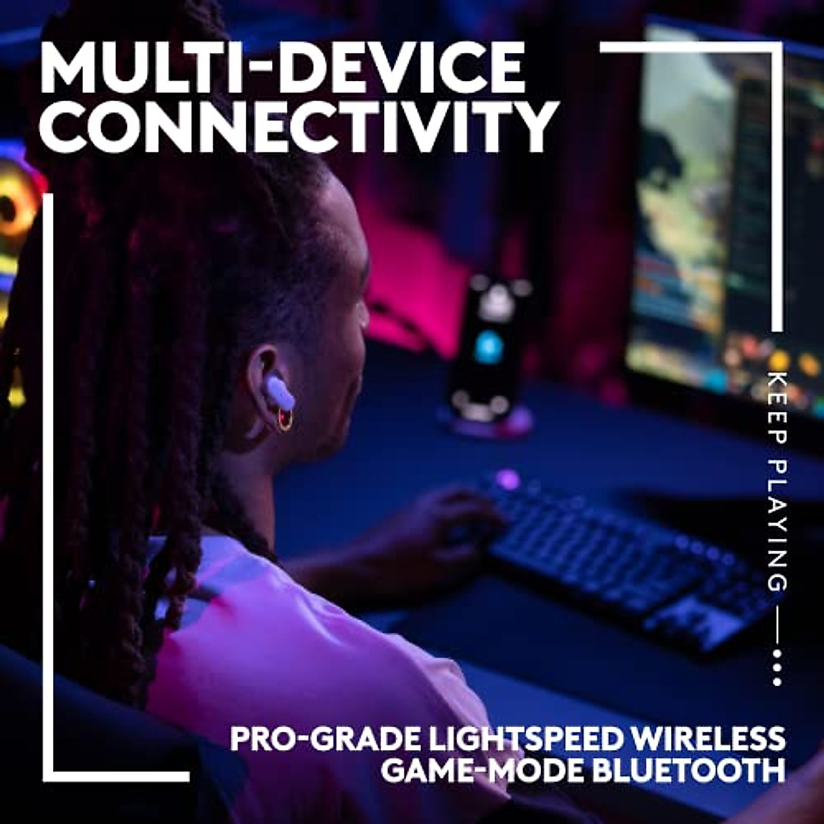 Logitech G FITS True Wireless Gaming Earbuds, Custom Molded Fit, Lightspeed + Bluetooth, Four Beamforming Microphones, PC, Mac, PS5, PS4, Mobile, Nintendo Switch - Black