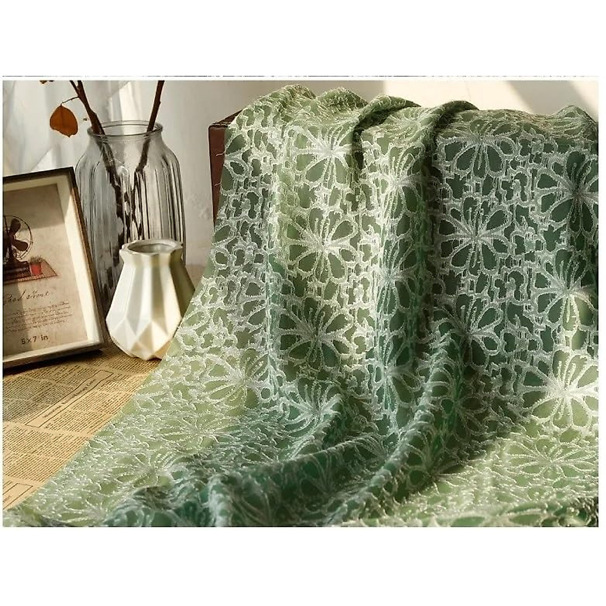 XMTXZYM 5 Meter Chiffon Fabric Tassel Jacquard Cloth Women's Dress Sewing Fabric