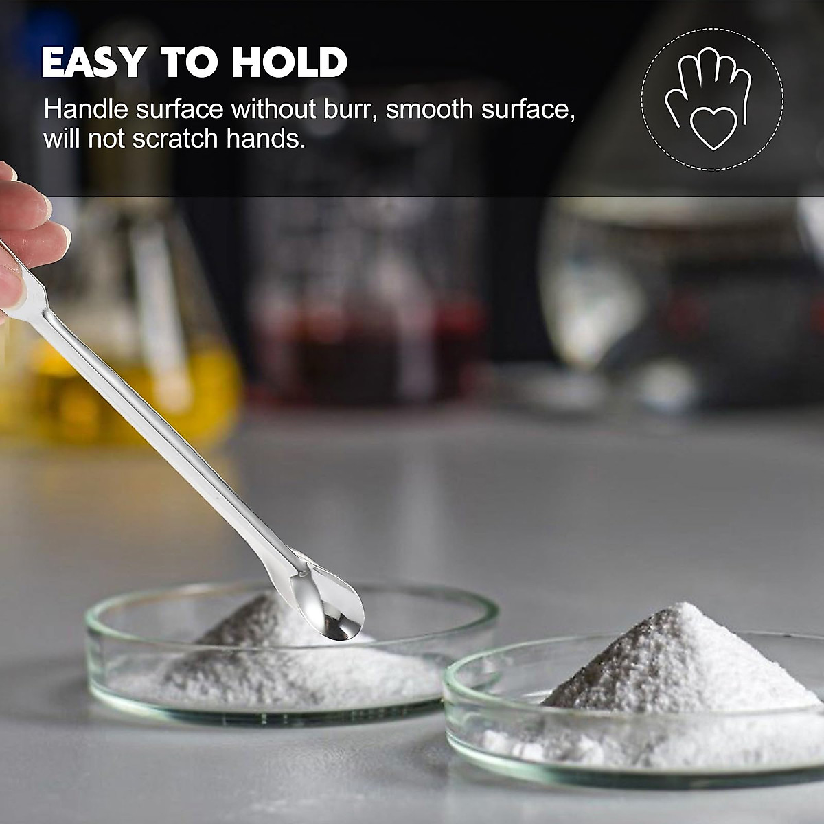 5pcs Lab Spoons Lab Spatula, Stainless Steel Lab Spatula Sampling Spoons Laboratory Scoops Lab Mixing Spatulas, Length 20CM