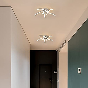 DELIPOP LED Ceiling Light Fixtures, 30W 3000K Curved Design Semi Flush Mount Ceiling Light, 2750LM Light Fixtures Ceiling Mount Modern LED Ceiling Light for Hallway Bedroom Kitchen Living Room