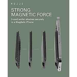 Mujjo Full Leather Magnetic Wallet for iPhone - Three-Card Easy-Access Design - Made from Luxurious Leather & Microfiber - Slim, Secure Design - Black