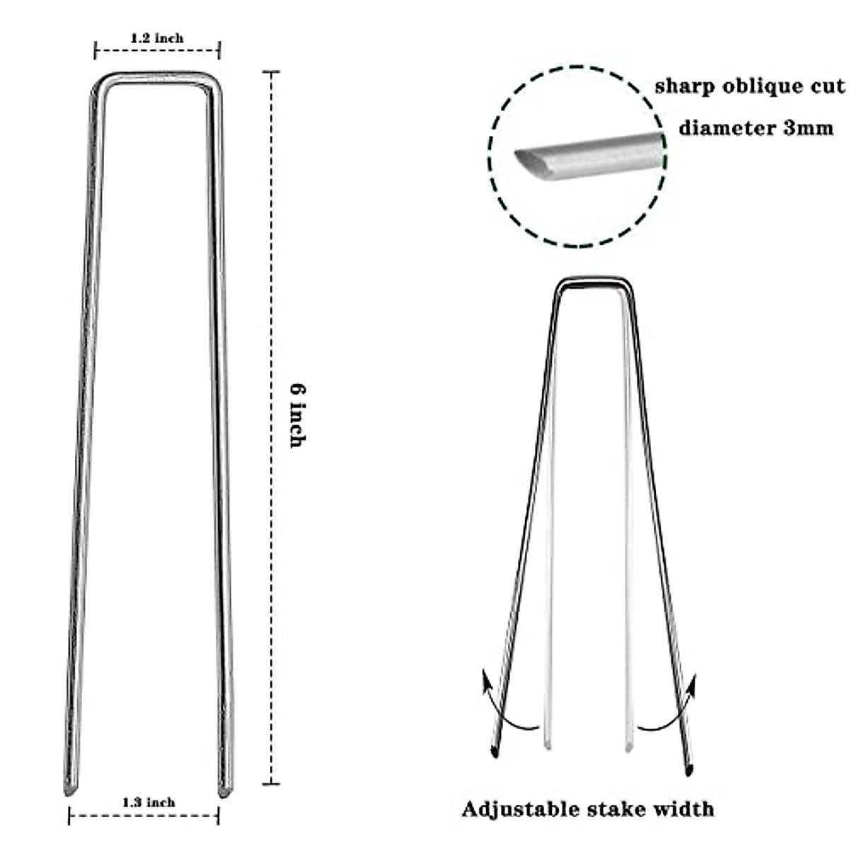 100 Pcs 6 inch Garden Landscape Staples Galvanized Pins Lawn Stakes for Weed Barrier Ground Cover,U-Type Heavy Duty (100 Pcs x 6")