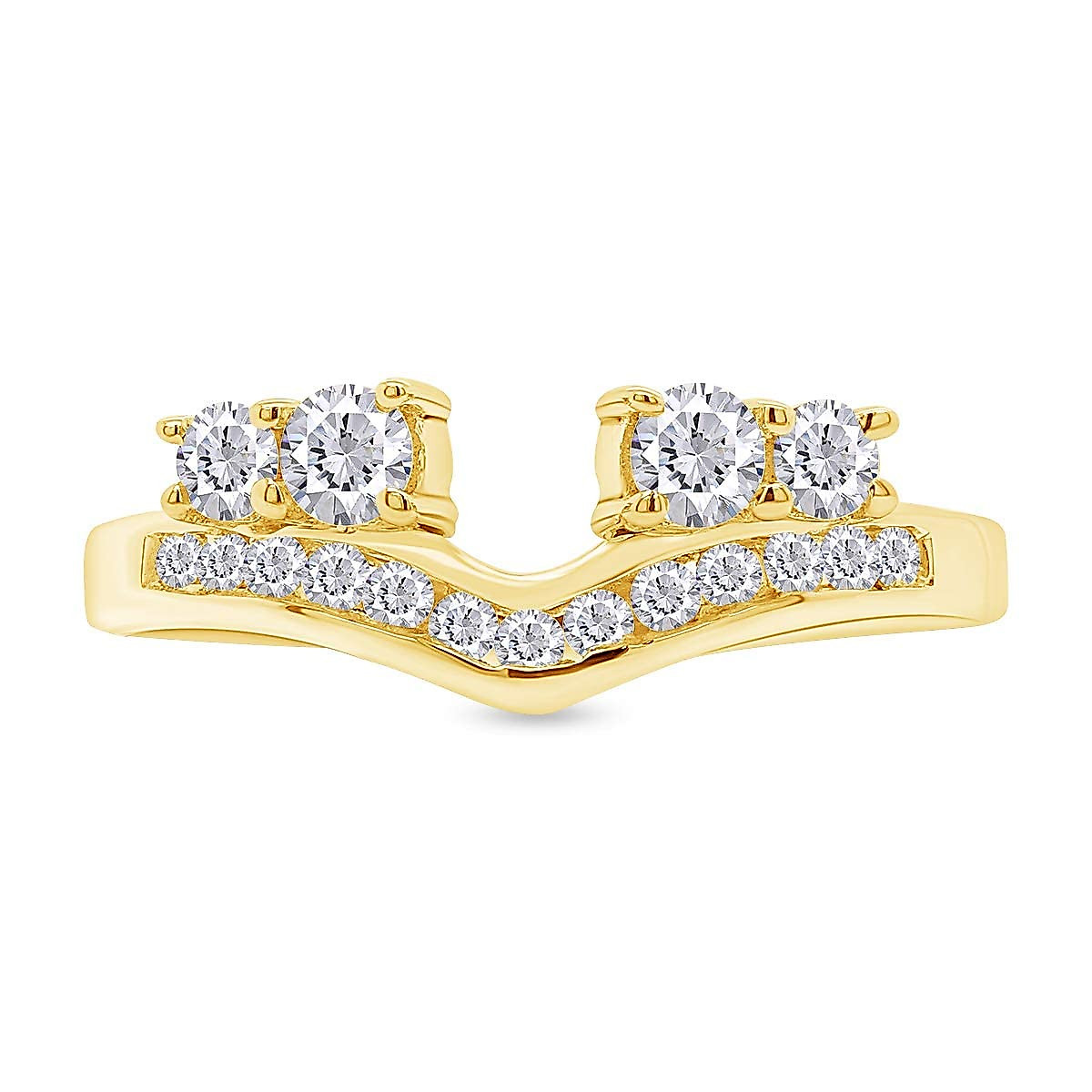 Jewel Zone US White Cubic Zirconia Anniversary Wrap Enhancer Ring in 14k Yellow Gold Over Sterling Silver