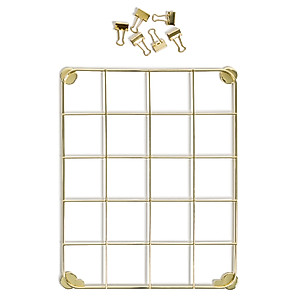 U Brands® Magnetic Photo Grid With Hooks, 9" x 6-1/4", Gold