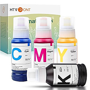 HTVRONT Sublimation Ink Refill for ET2720 ET15000 ET2750 WF7710 WF7720 WF2750 Inkjet Sublimation Printers Press Transfer on Mugs, Pillows, Plates, T-Shirts etc（427ml/4 Colors/Autofill/ICC-Free）…