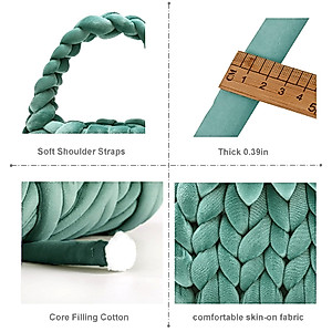 Handwoven Tote Bags for Women Chunky Yarn Knit Shoulder Bag Handmade Braided Purse(Dark Green)