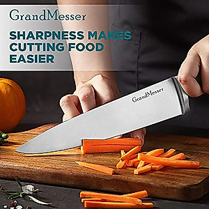 GrandMesser Chef Knife Set, 8" Chef's Knife & 5" Paring Knife with High Carbon German Stainless Steel Forging, Ergonomic Color Non-Slip Handle, Kitchen Knife with Gift Box.