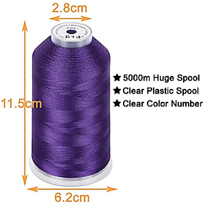 New brothread - 2 Huge Spools 5000M Each Polyester Embroidery Machine Thread 40WT for Commercial and Domestic Machines - Purple