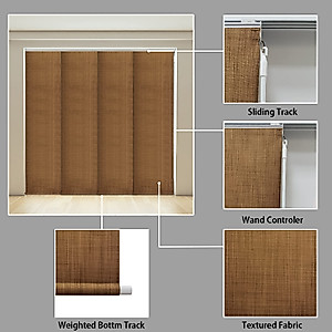 LETAU Cordless Track Blinds Slidding Panels, 100% Blackout Made to Order Vertical Blinds for Slidding Doors, Large Windows, Open Spaces and Room Dividers, Light Brown