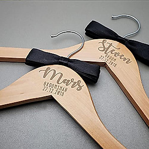 Akubi Personalized Bride Hanger, Wedding Hanger, Bridesmaid Groom Hangers for Wedding,Custom Wooden Hangers Wedding Dress Hanger (Wooden)
