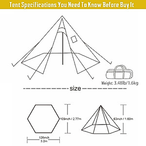 Hot Tent with Stove Jack Camping Tipi Tent FIREHIKING for 1-2 Person 4 Season
