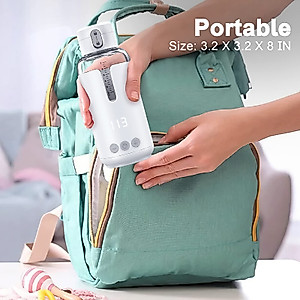 bopopo Portable Water Warmer for Formula,Milk,Precise Temp Control,Battery Powered Instant Warmer for Travel,8 Ounce,Smart Wireless Baby Flask for Car,Airplane Journey,White