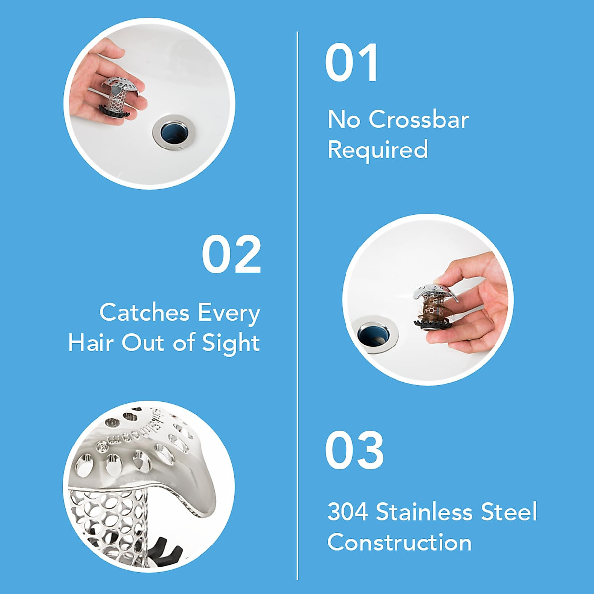 SinkShroom Ultra Revolutionary Bathroom Sink Drain Protector, Stainless Steel