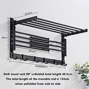 NADAENQ Bath Towel Holder, Multifunctional Rotating Towel Rack, No Punching Bathroom Towel Rack for Bathroom, Kitchen and Wardrobe,50cm