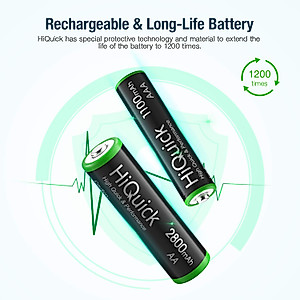 HiQuick AA AAA Rechargeable Batteries Combo - 2800mAh AA Rechargeable Batteries (4 Pack) and 1100mAh AAA Rechargeable Batteries (4 Pack), Performance 1.2V Ni-Mh Batteries