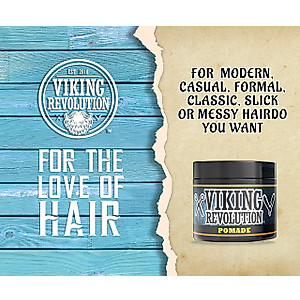 Viking Revolution Pomade for Men 4oz - Firm Strong Hold & High Shine for Classic Styling - Water Based & Easy to Wash Out (Firm, 1 Pack)