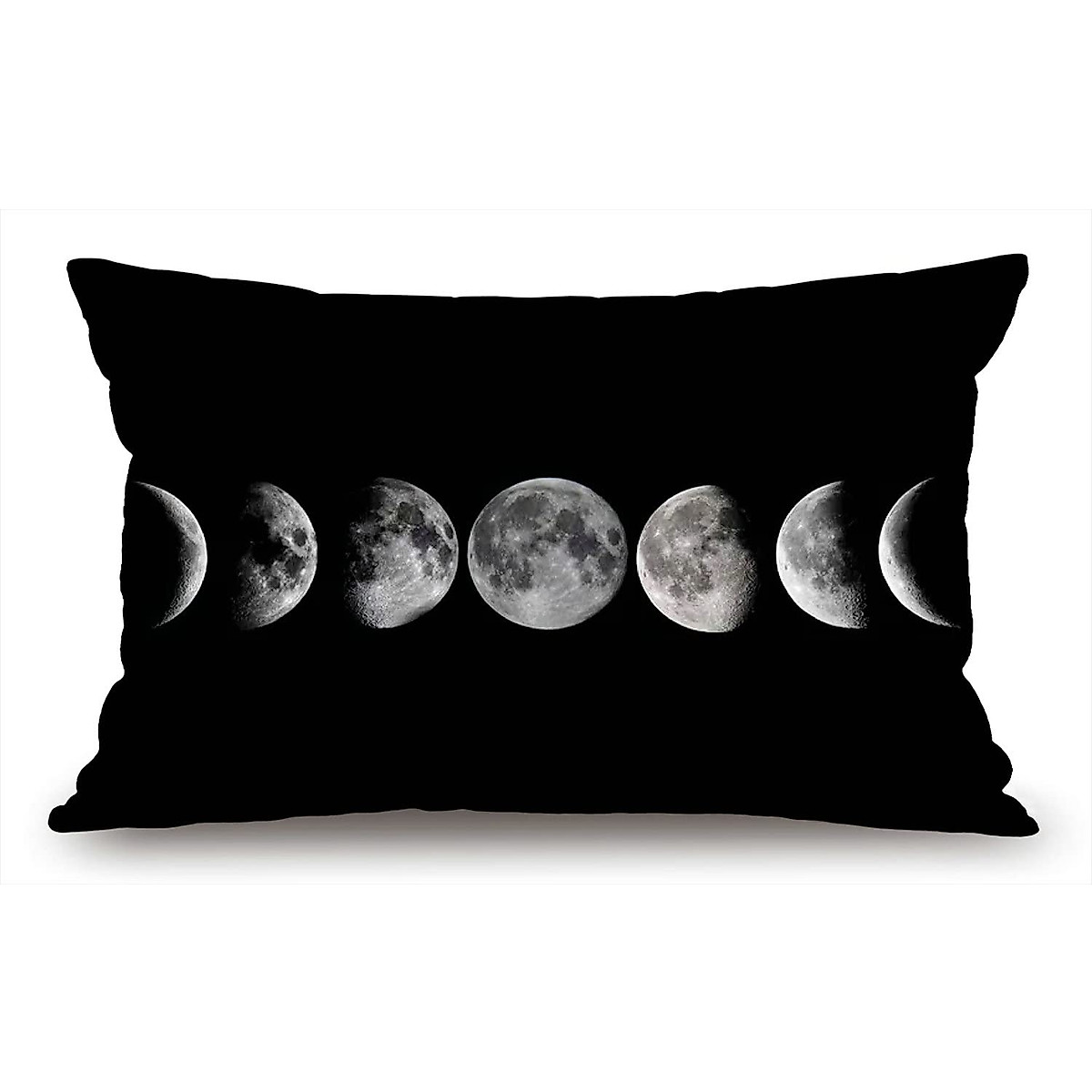 Lumbar Throw Pillow Cover 12x20 Inch Decorative Bedroom Living Room Moon Phases Rectanglar Cushion Case for Bed Sofa Couch