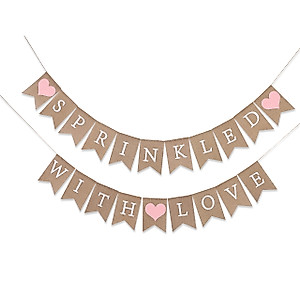 Sprinkled with Love Burlap Banner - Burlap Baby Shower Banner , Sprinkled with Love Baby Shower Decorations , Baby Sprinkle Banner, Sprinkled With Love Sign, Rustic Girl Boy Shower Burlap Banner , Photo Decoration Props