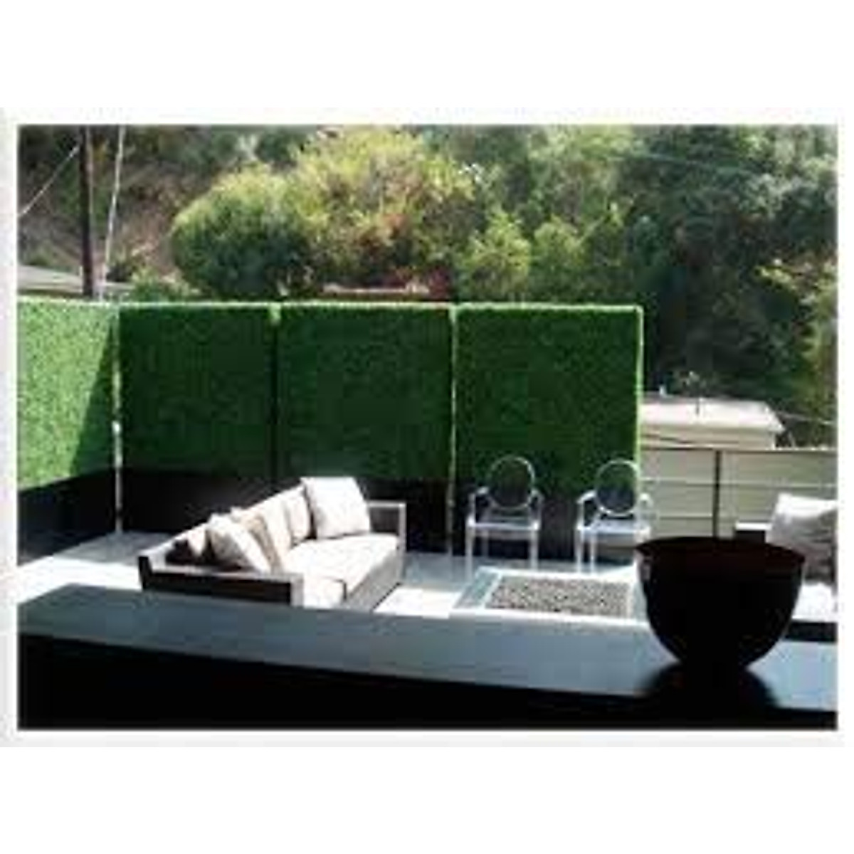 Artificial Boxwood Hedge, Faux Greenery Wall, Privacy Hedge Screen, UV Protected Faux Greenery Mats, Boxwood Wall, Suitable for Both Outdoor or Indoor (20x20 Inch DarkG_12pc)