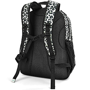 Choco Mocha Snow Leopard Backpack for Teen Girls, Travel School Backpack for Girls High Middle School 18 Inch Large Bookbag, Black
