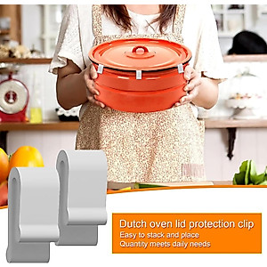 Dutch Oven Lid Protector Clips, Cookware Protector Clips Replacement Bumpers Stacking and Storage Protective Clips for Dutch Oven Pots-Pack of 8/16 (White)