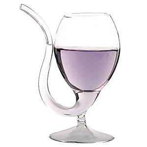LOHOME Creative Vampire Filter Wine Glass, Clear Juice Cup, Goblet With Drinking Tube Straw High Gorosilicate Glass Wine Decanter, 300ml/10oz (Pack of 1)