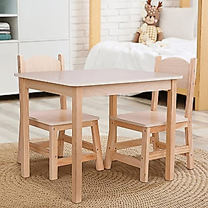 TOOKYLAND Wood Kids Table and Chairs Set,Natural,Sturdy,Doesn't Wobble,Light Color Children's Furniture,Easy to Match