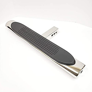 LEDIN 28" Lx3 Hx4 W Towing Hitch Step Bar 2" Receiver Chrome 4" Oval Straight Universal Truck Trailer Rear Bumper Guard