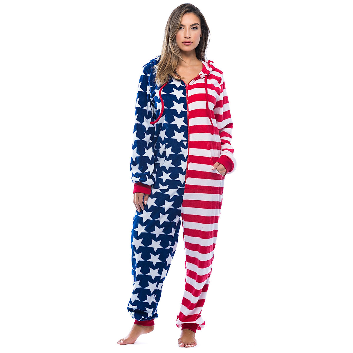 #followme 6424-RWB-M American Flag Adult Onesie/Pajamas