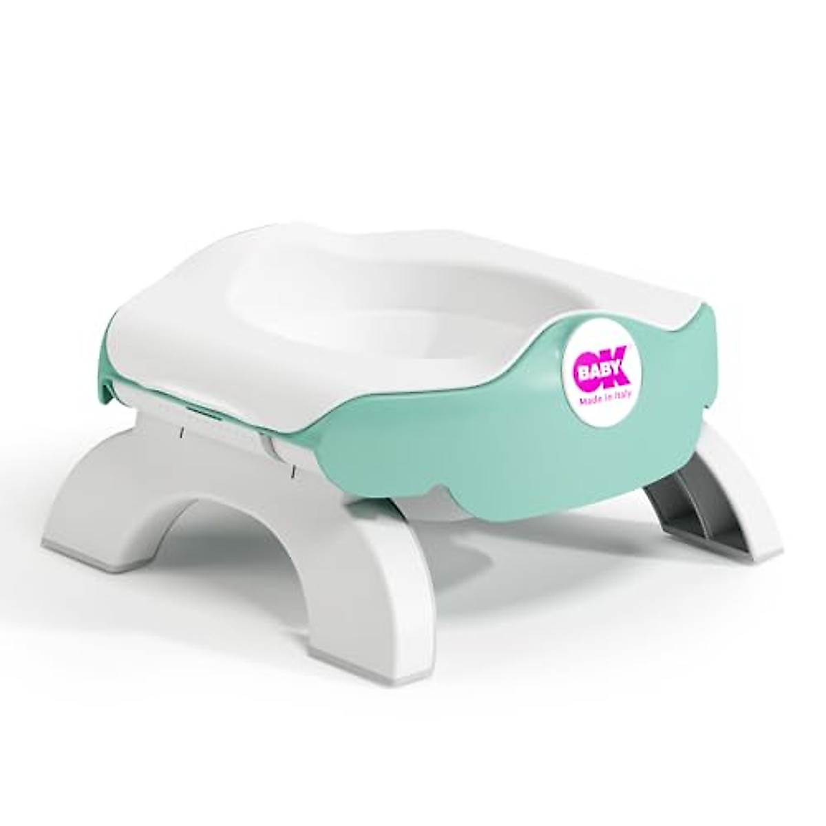 OKBABY On The Spot 3 in 1 Travel Potty Seat - Compact & Lightweight Design - Features Non-Slip Rubber Base - Removable Inner Bowl - Toilet Training Seat for Toddlers & Children, Turquoise
