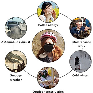 6pcs/Pack Black Mask Windproof Dustproof Masks Breathable Reusable Washed for Outdoor Sport Half Face Earloop Cotton Masks