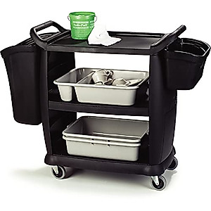Carlisle FoodService Products Plastic Bussing Cart, 300 lb Capacity, 36.25" x 18"x 38", Black, Small